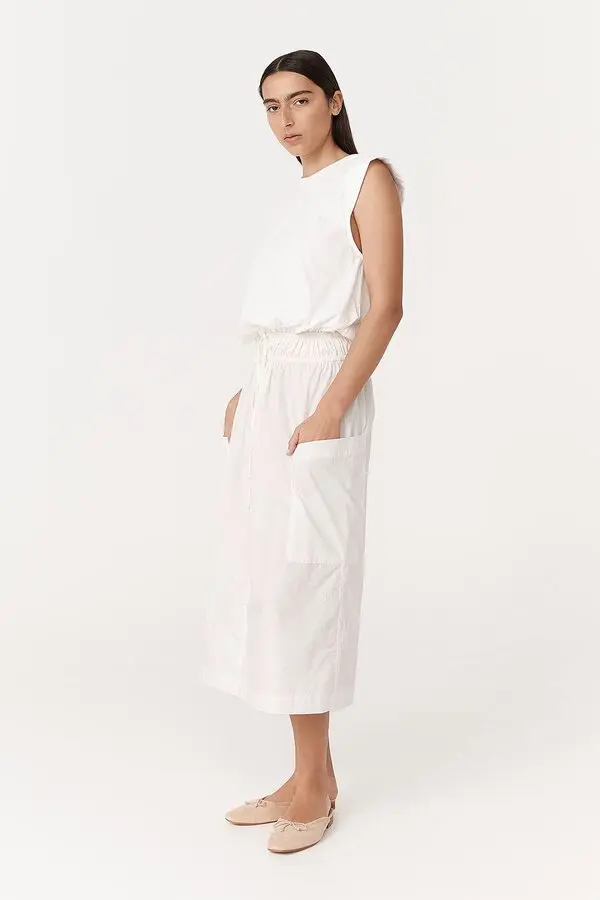 ROWIE Jessica Organic Cotton Midi Dress - Tonal Bone