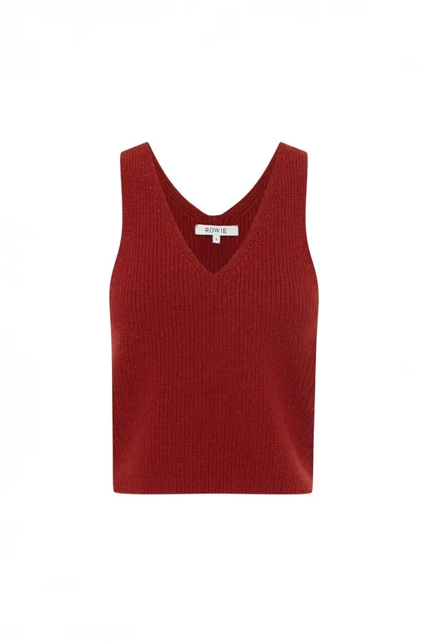 ROWIE Vivian Merino Knit Tank - Rust Red