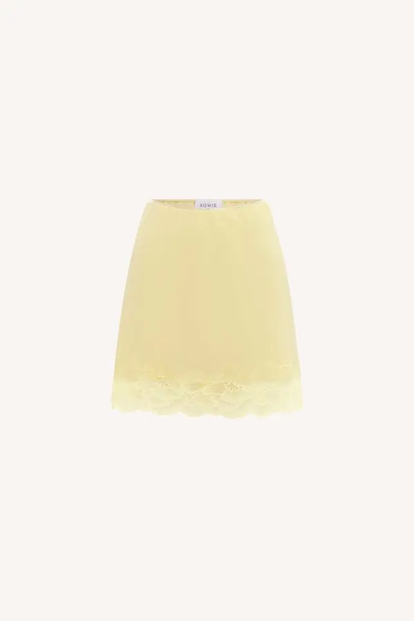 ROWIE Marina Silk Lace Mini Skirt - Lemon