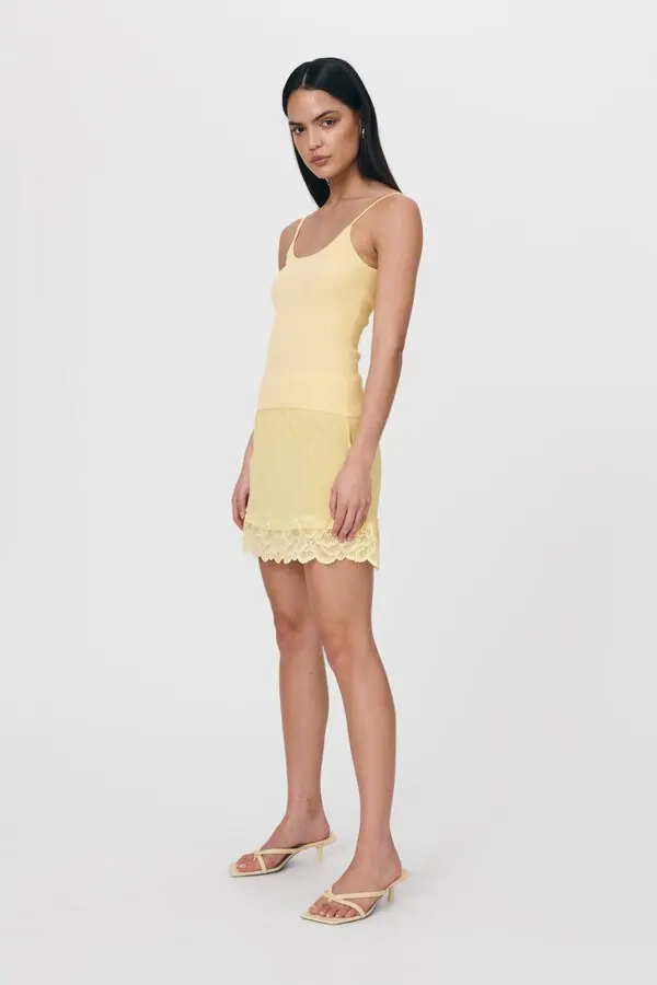 ROWIE Marina Silk Lace Mini Skirt - Lemon