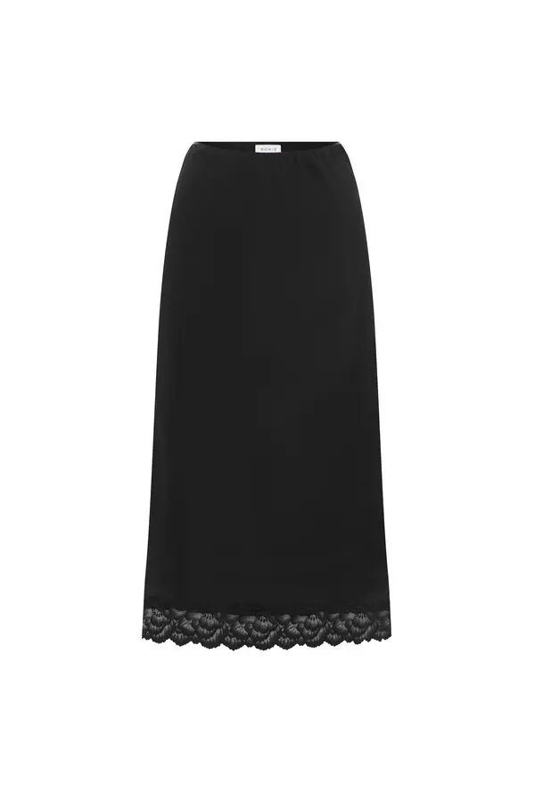 ROWIE Marina Silk Midi Skirt - Noir