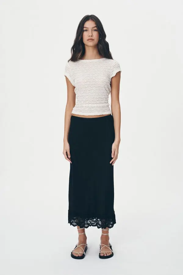 ROWIE Marina Silk Midi Skirt