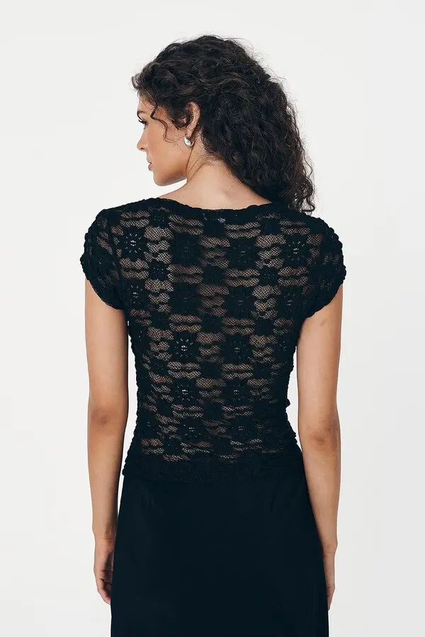 ROWIE Galo Sunflower Lace Tee