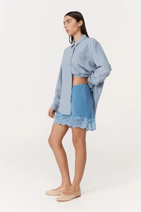 ROWIE Silk Mini Skirt With Lace Hem