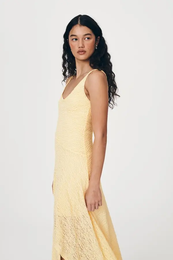 ROWIE Lorna Lace Midi Dress - Lemon