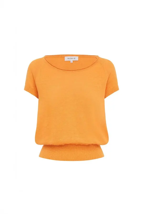ROWIE Sera Linen Knit Top - Tangerine
