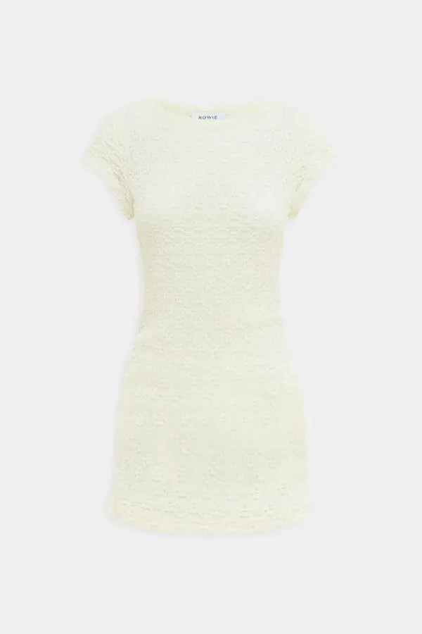 ROWIE Galo Daisy Lace Tee Dress - Creme