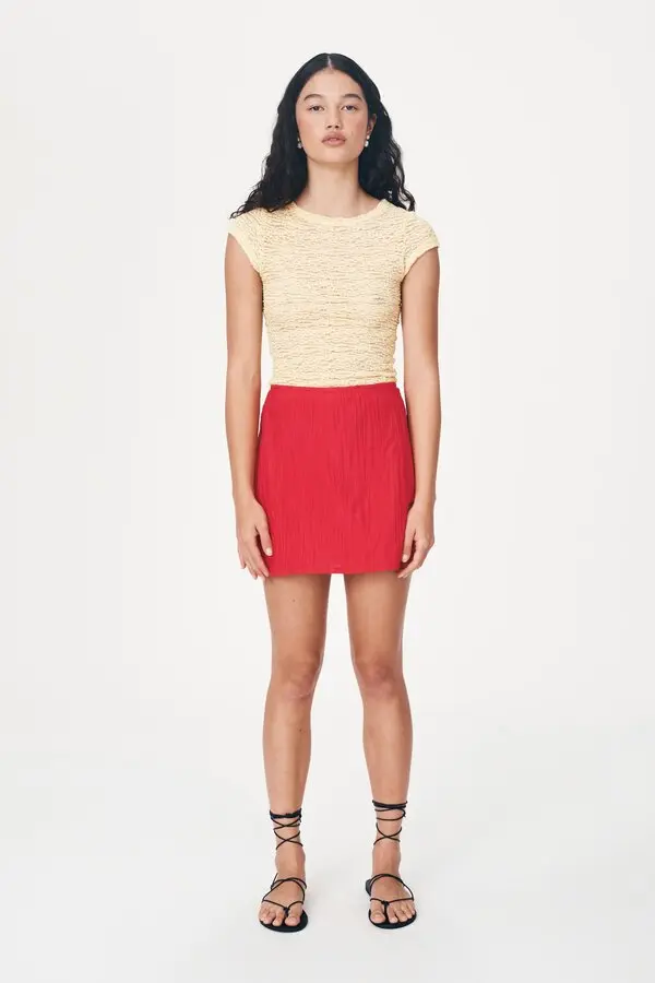 ROWIE Jole Silk Mini Wrap Skirt - True Red
