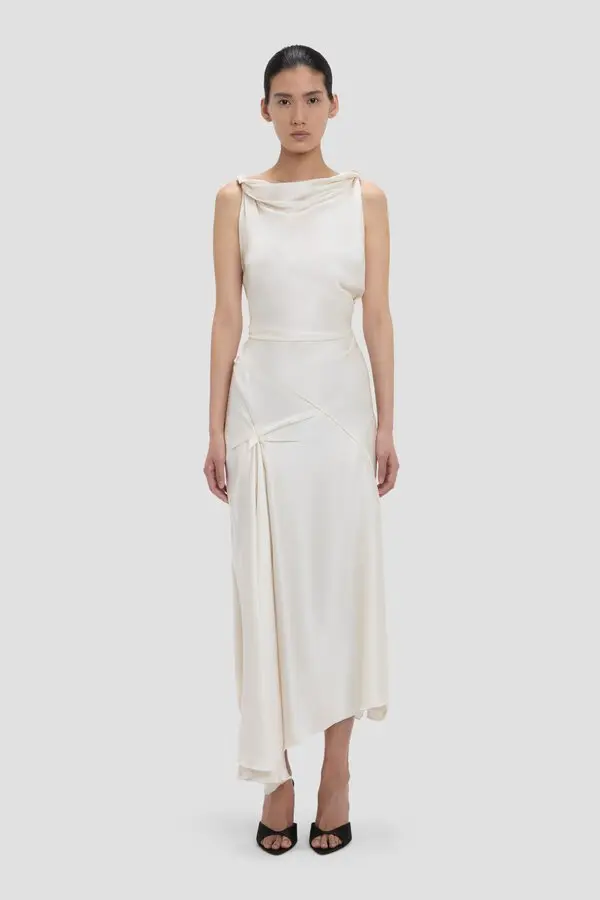 Victoria Beckham Posy Midi Dress - Ivory
