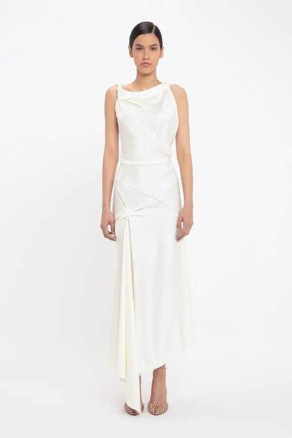 Victoria Beckham Posy Midi Dress - Ivory