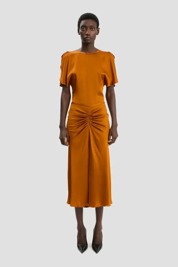 Victoria Beckham Bela Midi Skirt - Bronze