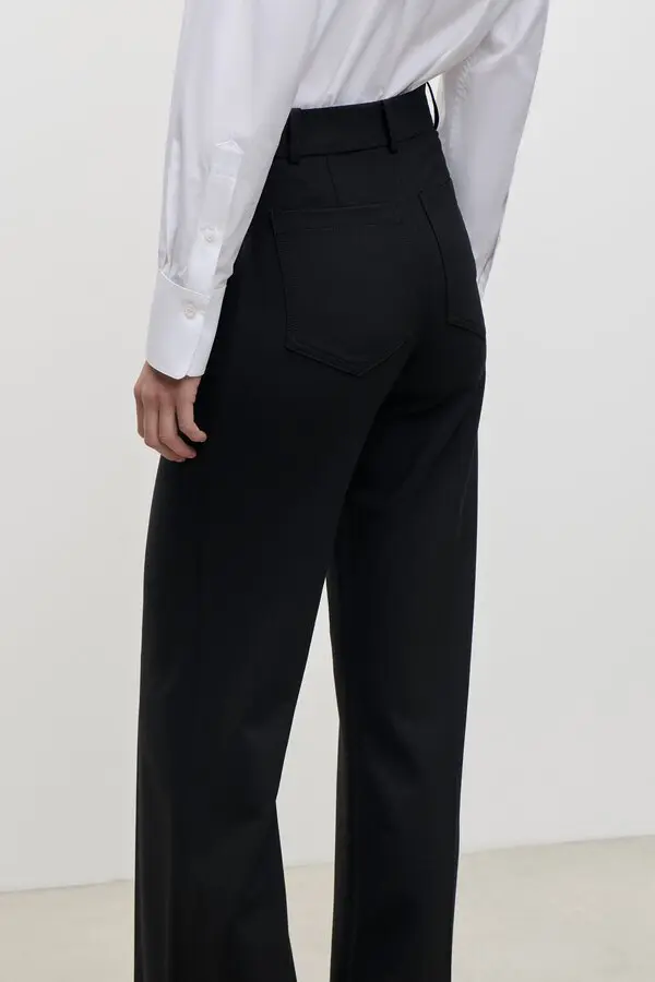 Victoria Beckham Alina Check Trousers - Black