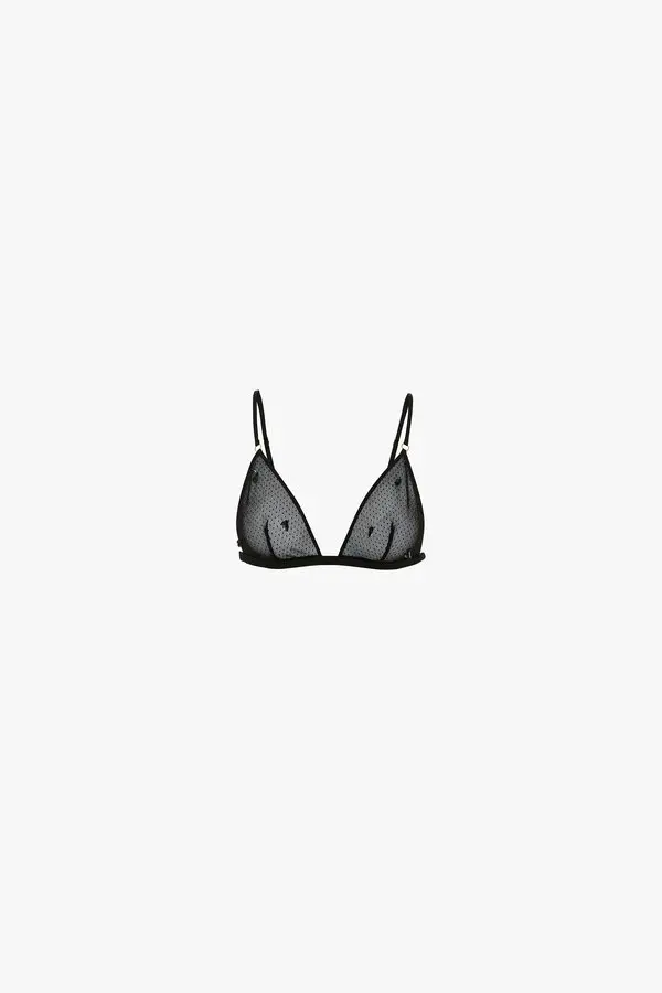 Victoria Beckham Sequin Detail Mesh Bra - Black