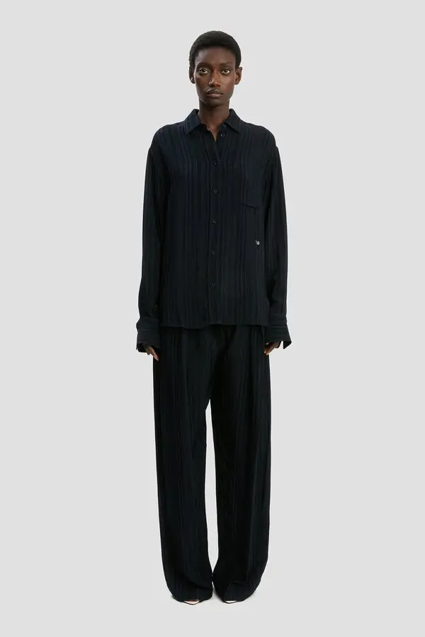 Victoria Beckham Wide Leg Trouser - Navy