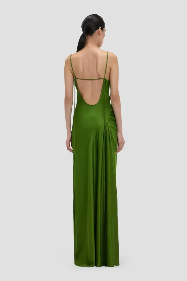 Victoria Beckham Draped Cami Floor-length Gown - Algae