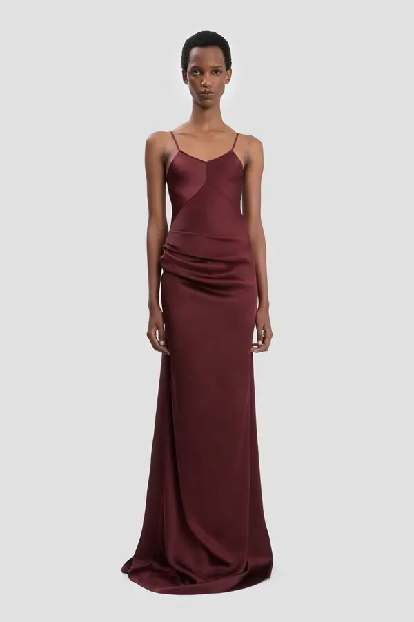 Victoria Beckham Draped Cami Floor-length Dress - Cinnabar Red
