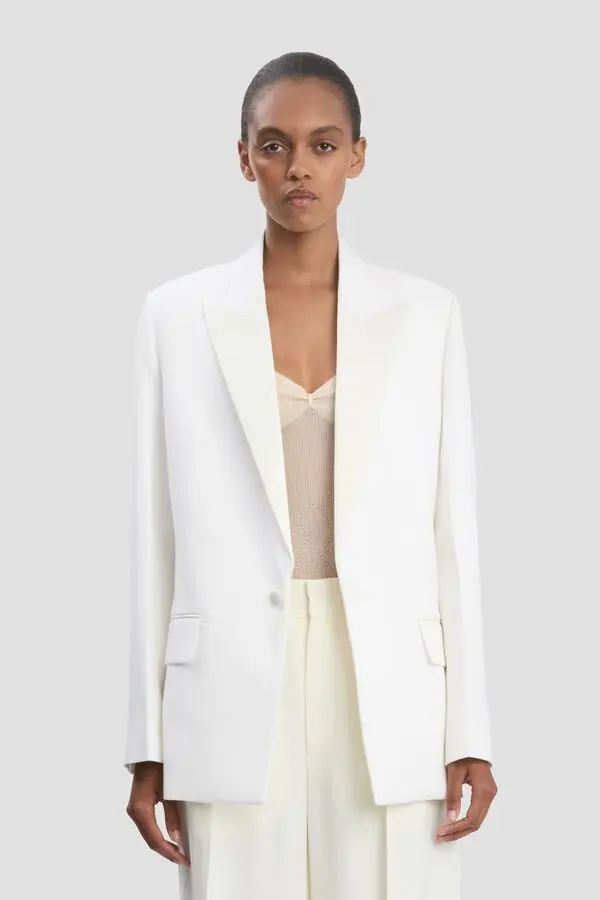 Victoria Beckham Wool Double Breasted Tailored Jacket - Ivory