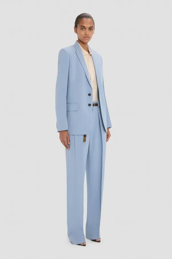Victoria Beckham Wool Double Breasted Tailored Jacket - Ocean Mist