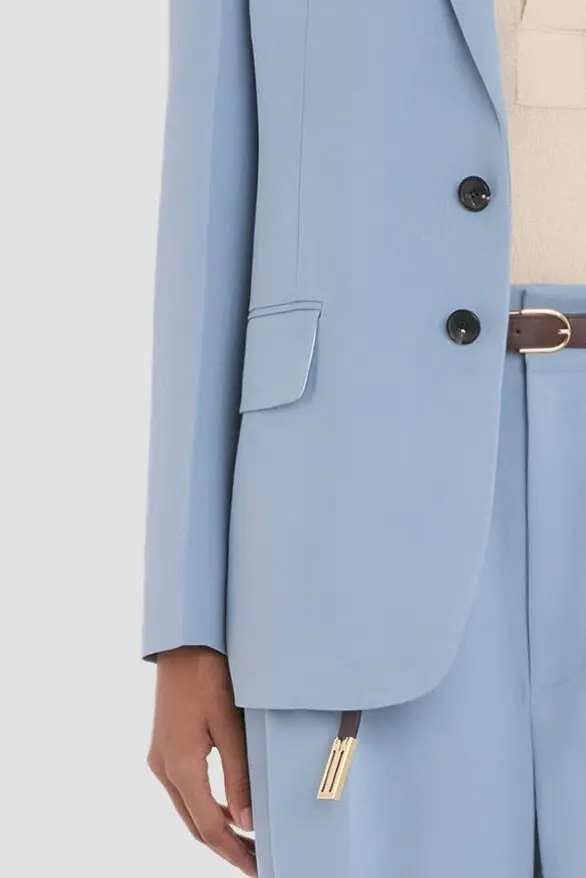 Victoria Beckham Wool Double Breasted Tailored Jacket - Ocean Mist