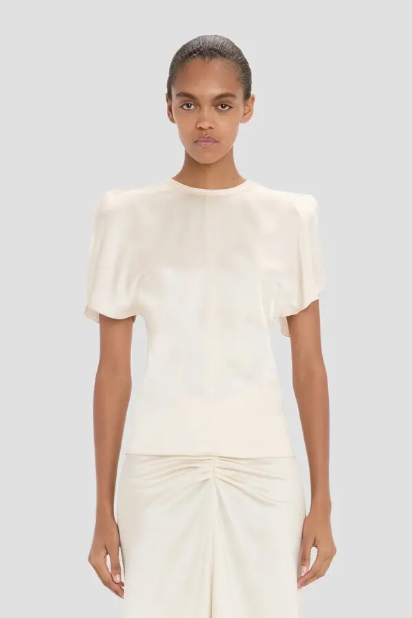 Victoria Beckham Bela Top In Crepe Back Satin - Elderflower