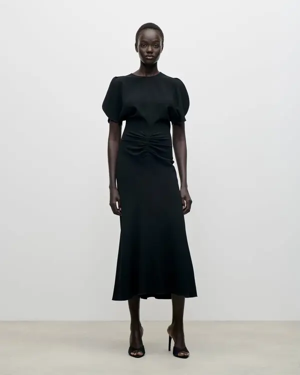 Victoria Beckham Bela Midi Dress - Black