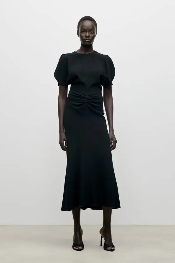 Victoria Beckham Bela Midi Dress - Black