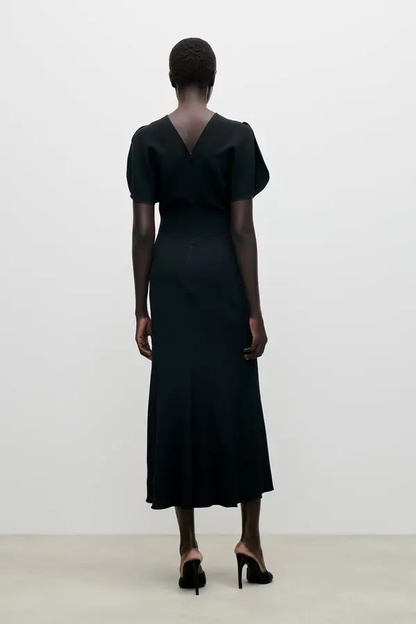 Victoria Beckham Bela Midi Dress - Black