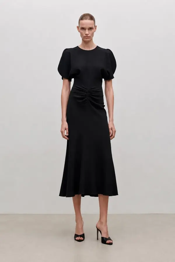 Victoria Beckham Bela Midi Dress - Black