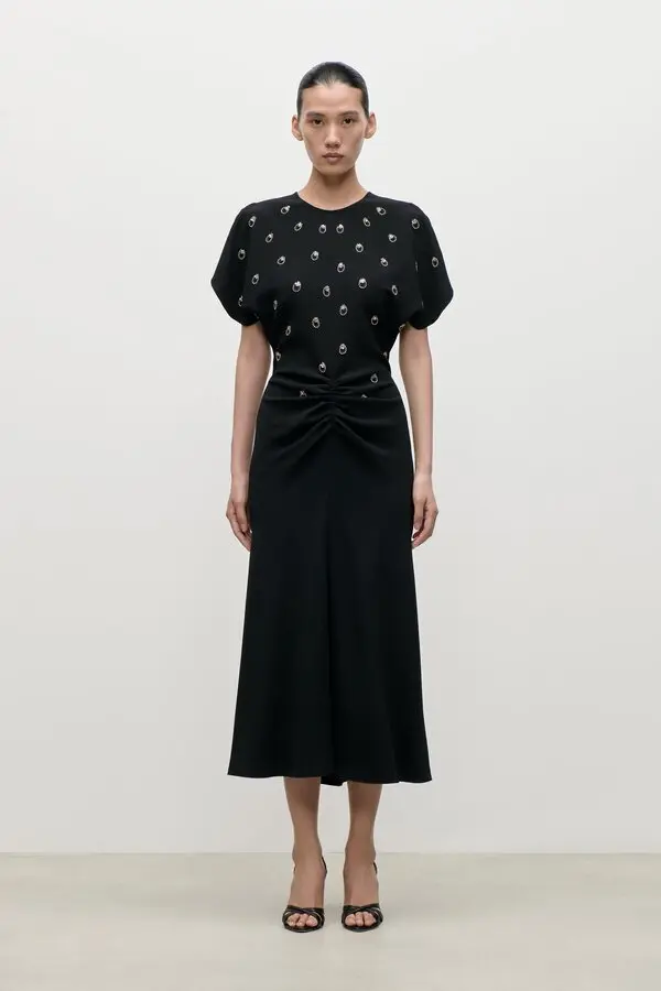 Victoria Beckham Bela Midi Dress - Black