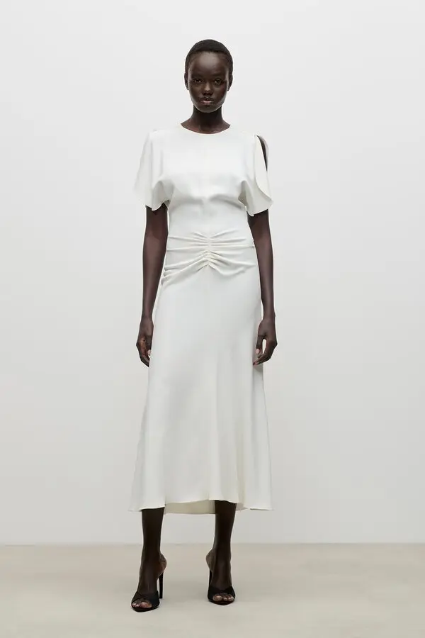 Victoria Beckham Bela Midi Dress - Bright Ivory