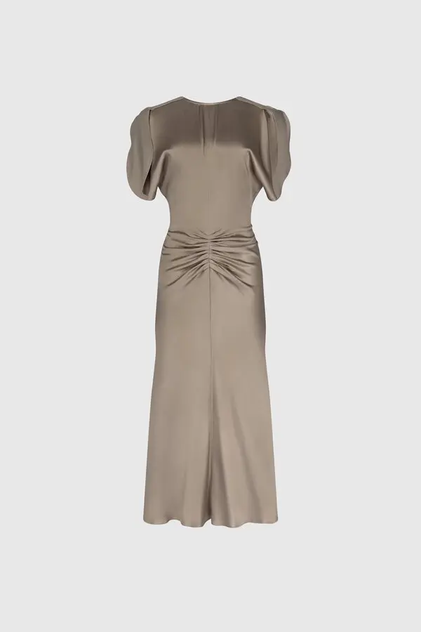 Victoria Beckham Bela Midi Dress - Light Grey