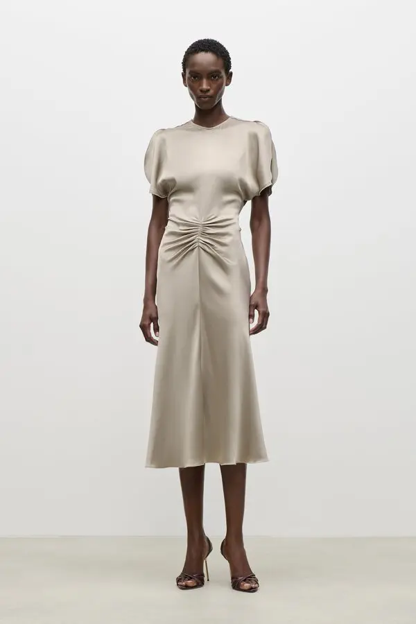 Victoria Beckham Bela Midi Dress - Light Grey