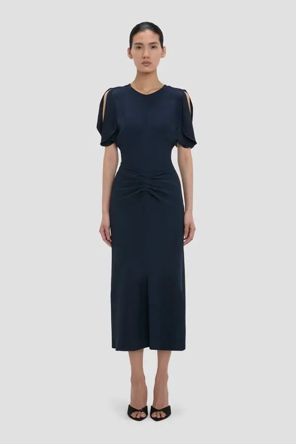 Victoria Beckham Bela Midi Dress - Navy