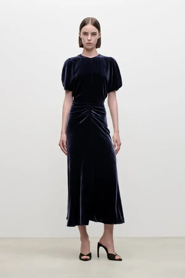Victoria Beckham Bela Midi Dress - Navy