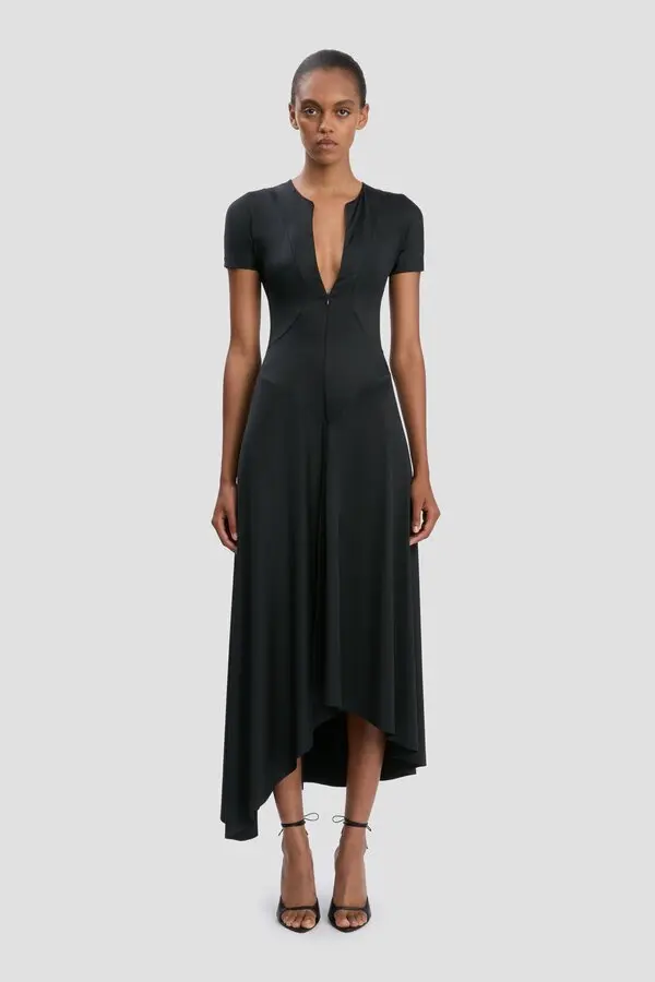 Victoria Beckham Zipped Front Midi Dress - Black