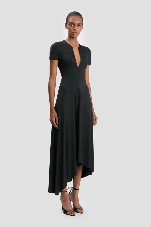 Victoria Beckham Zipped Front Midi Dress