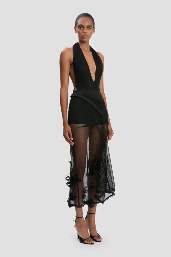 Victoria Beckham Halter Neck Lace Bodysuit