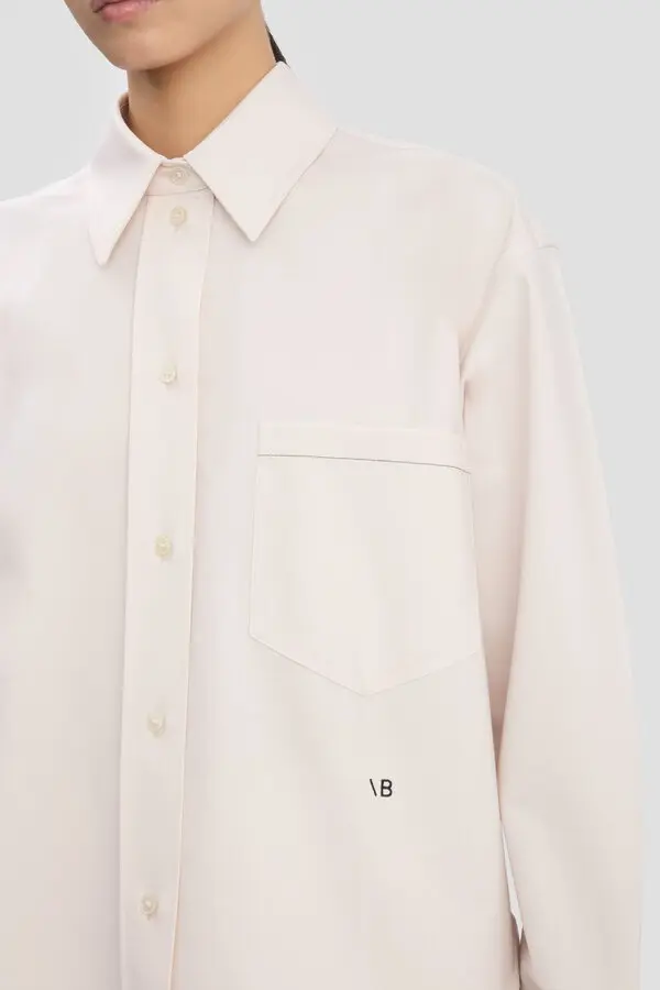 Victoria Beckham Long Sleeve Shirt With Cropped Hemline