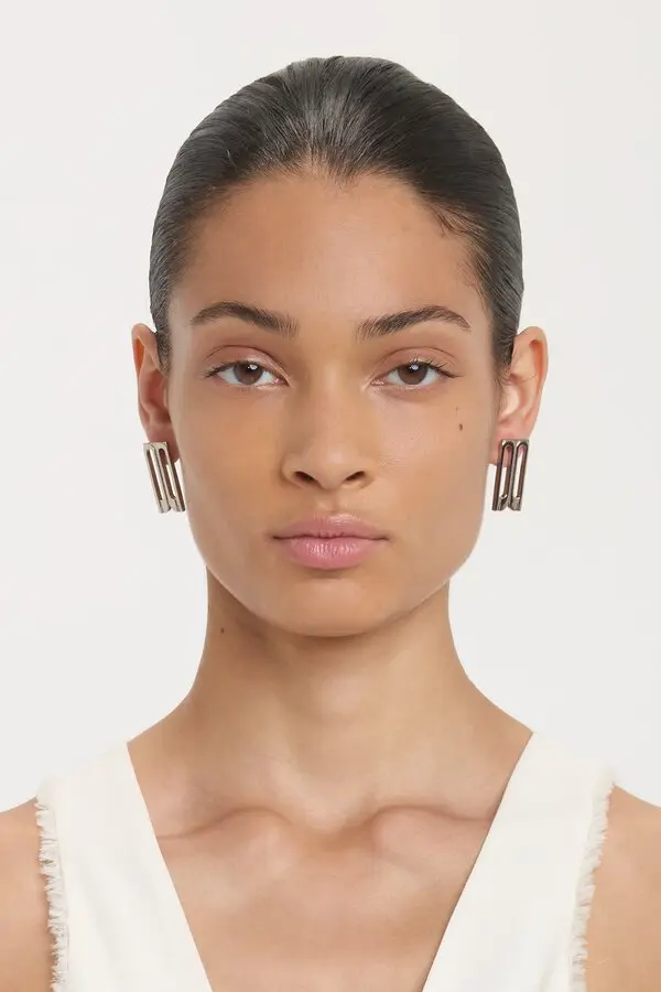 Victoria Beckham Dorian Stud Earrings In -plated Brass - Silver