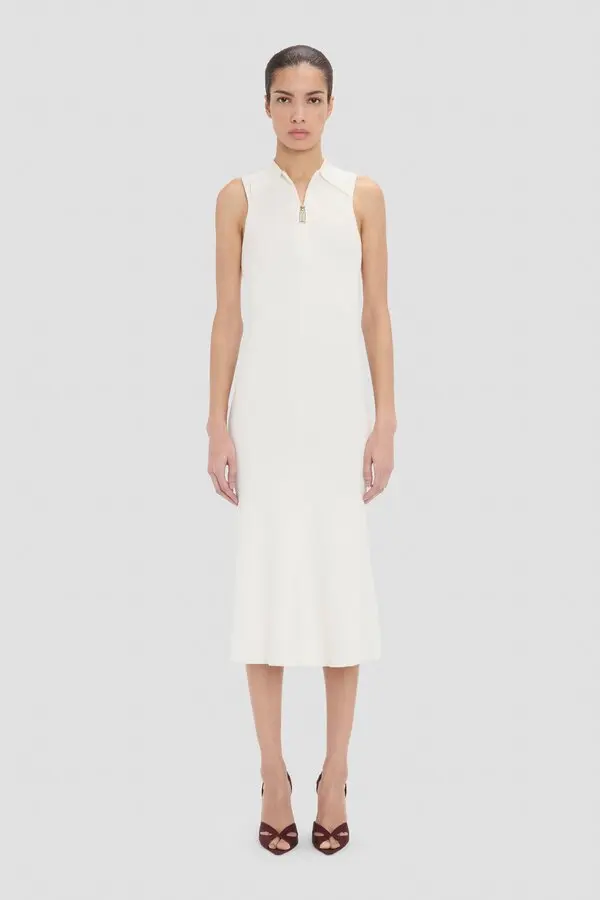 Victoria Beckham Sleeveless Mira Midi Dress - White