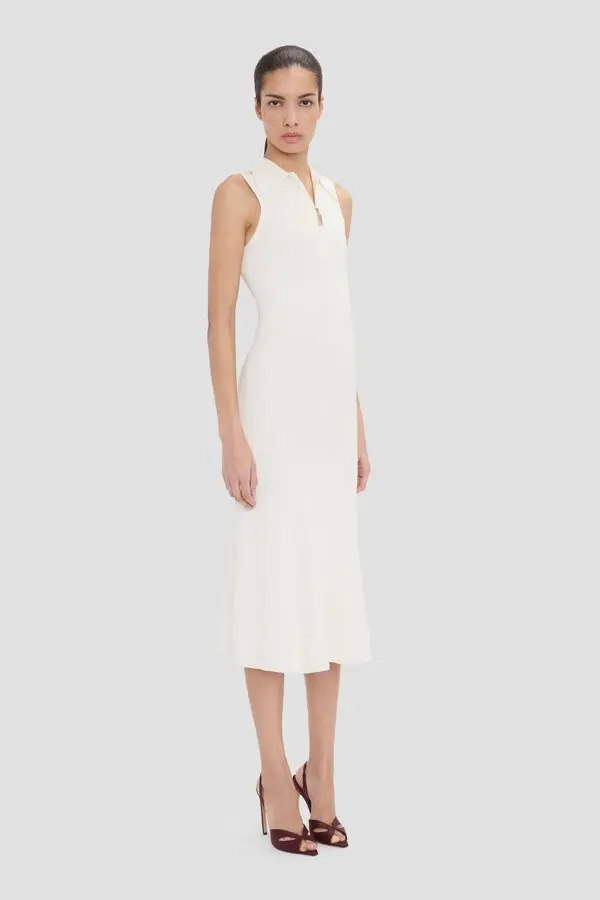 Victoria Beckham Mira Midi Dress - White
