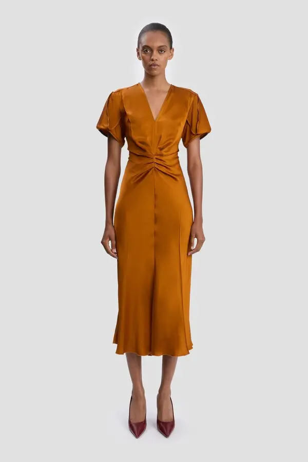 Victoria Beckham Eve Midi Dress - Bronze