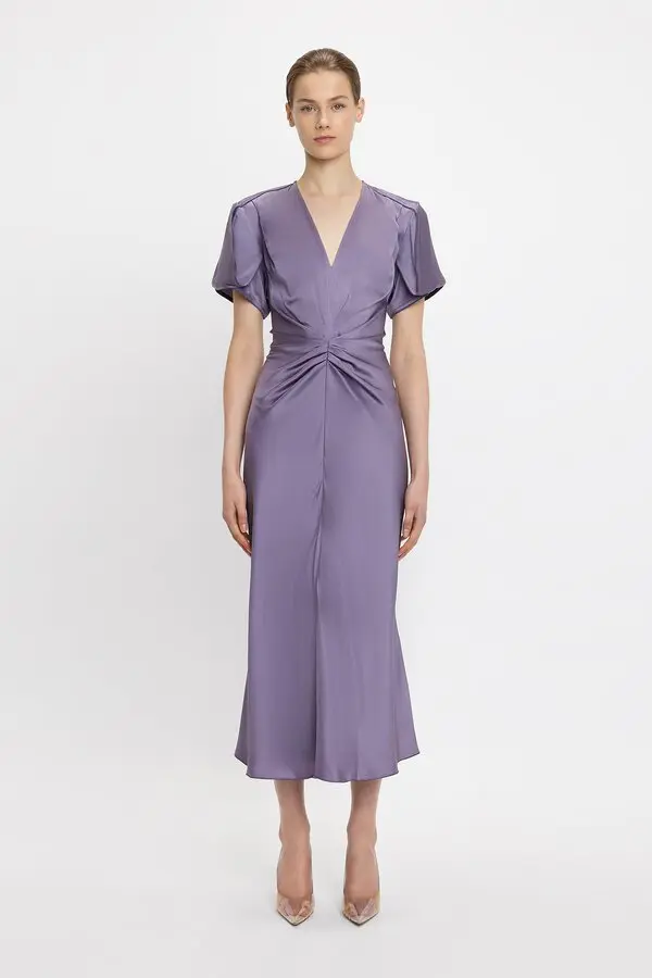 Victoria Beckham Midi Dress With Draped Inserts - Iris