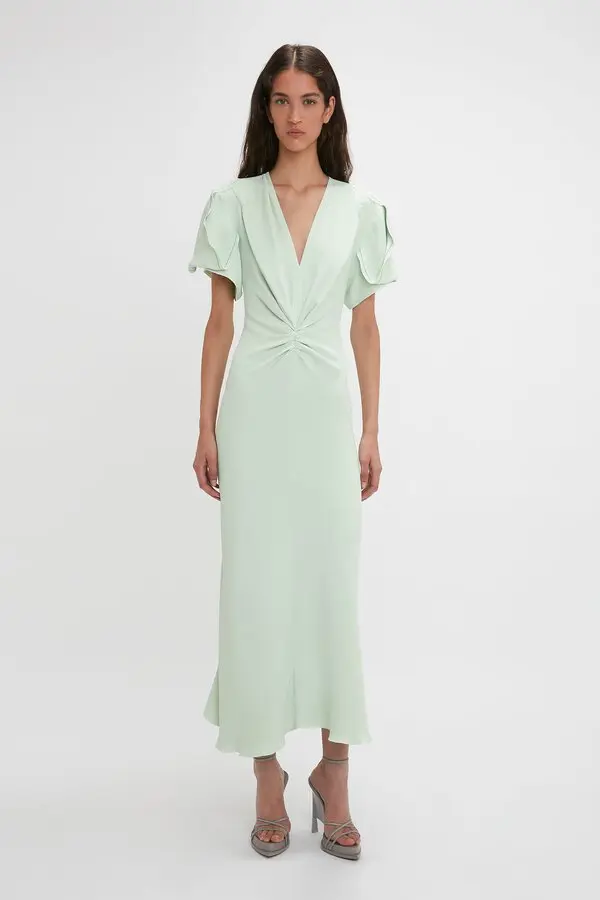 Victoria Beckham Midi Dress With Draped Inserts - Jade