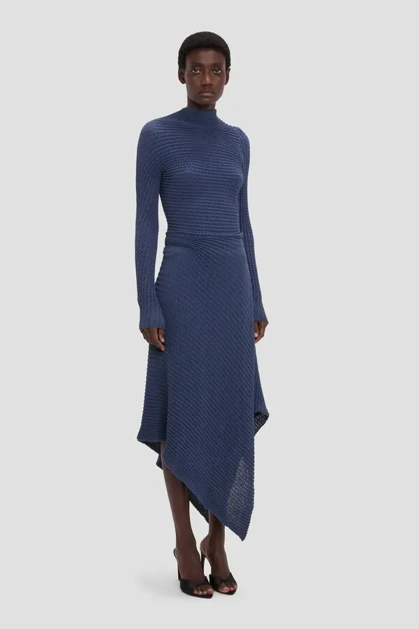 Victoria Beckham Draped Knit Midi Skirt - Eclipse
