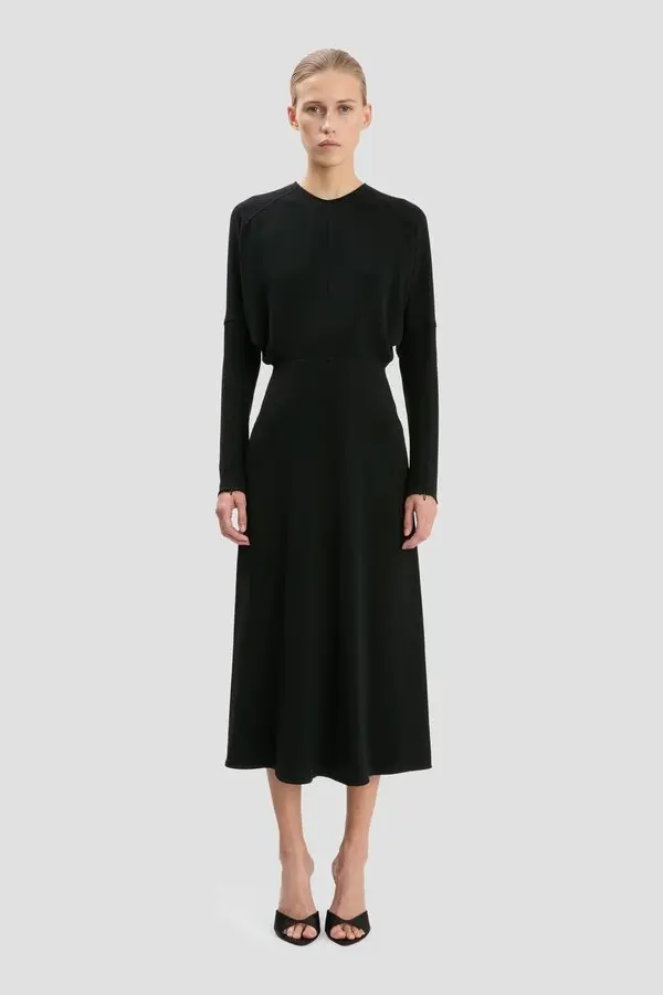 Victoria Beckham Dolman Midi Dress - Black
