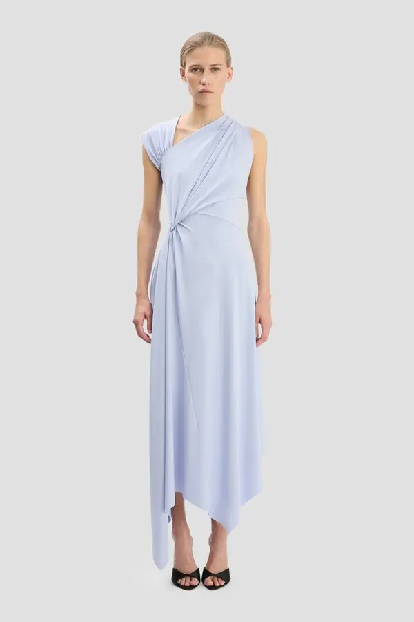 Victoria Beckham Cap Sleeve Asymmetrical Midi Dress