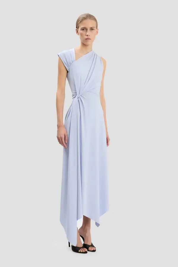 Victoria Beckham Cap Sleeve Asymmetrical Midi Dress