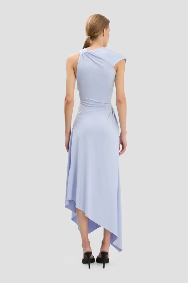 Victoria Beckham Cap Sleeve Asymmetrical Midi Dress