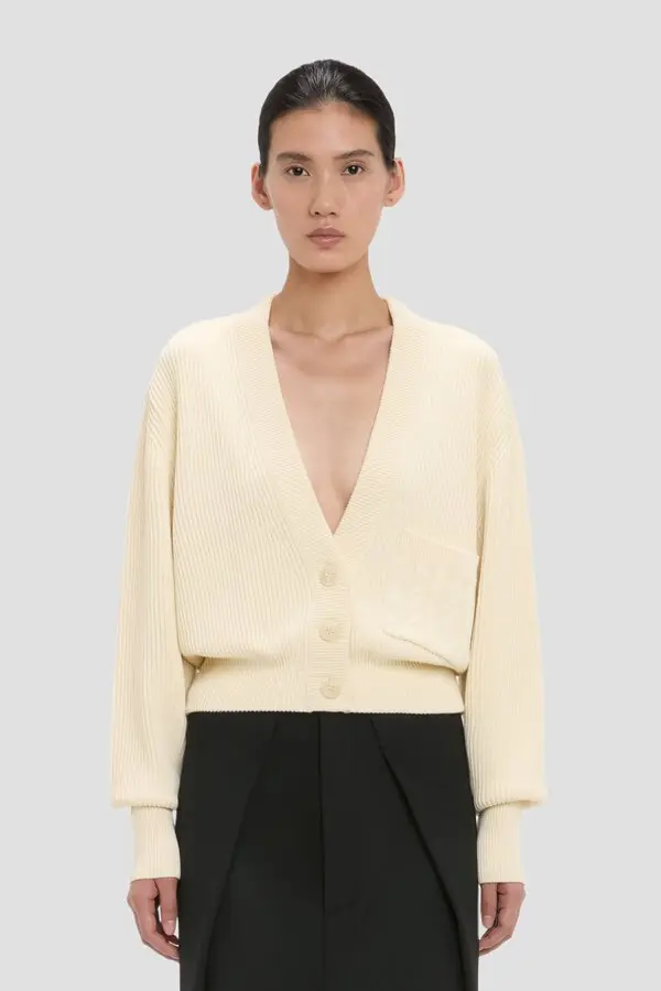 Victoria Beckham Cable Pocket Cardigan - Ivory